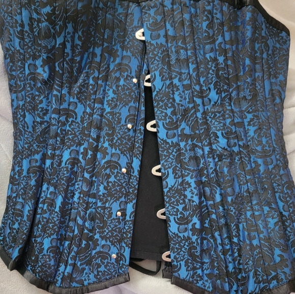 Tops | Royal Blue And Black Steel Bone Corset | Poshmark